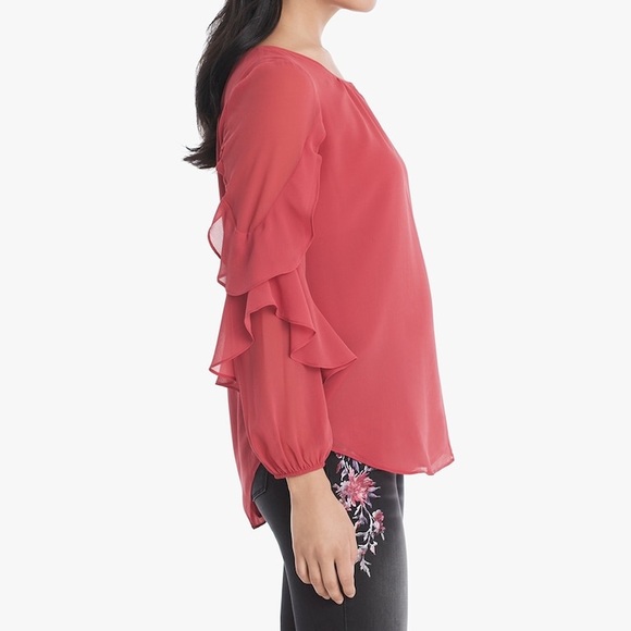 White House Black Market | Tops | Whbm Ruffle Sleeve Blouse | Poshmark